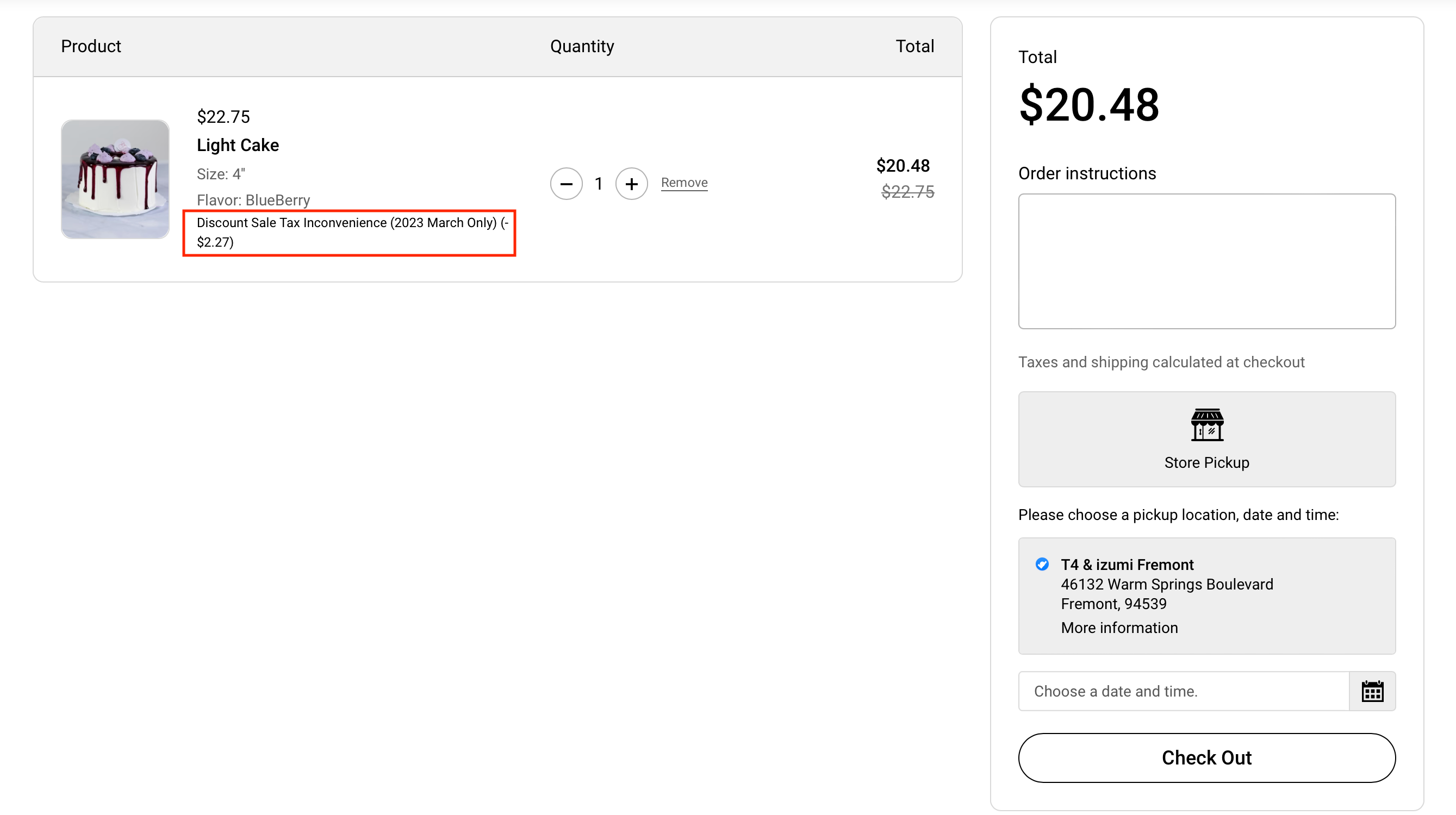 Incorrect Sales Tax Charge Izumi Cakes 